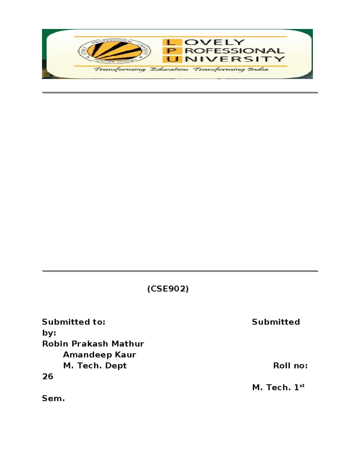 Scribd - sdfg - (CSE902) Submitted to: Submitted by: Robin Prakash ...