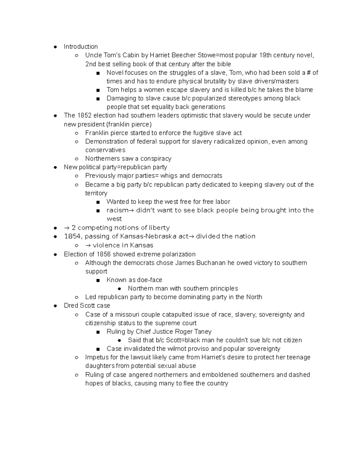 Hist111 notes 11-20 - The 1852 election, Dred Scott case - Introduction ...