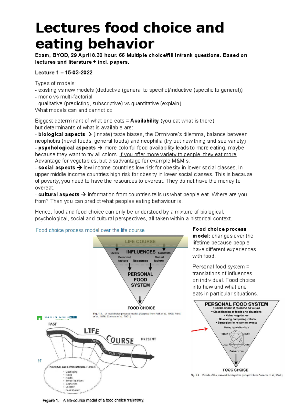Lectures food choice and eating behavior - Lectures food choice and ...