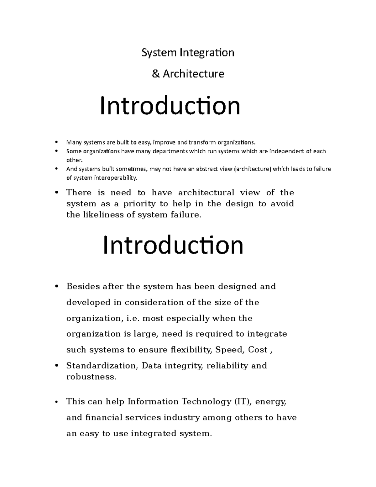 System Integration - Lecture Notes - System Integration & Architecture ...
