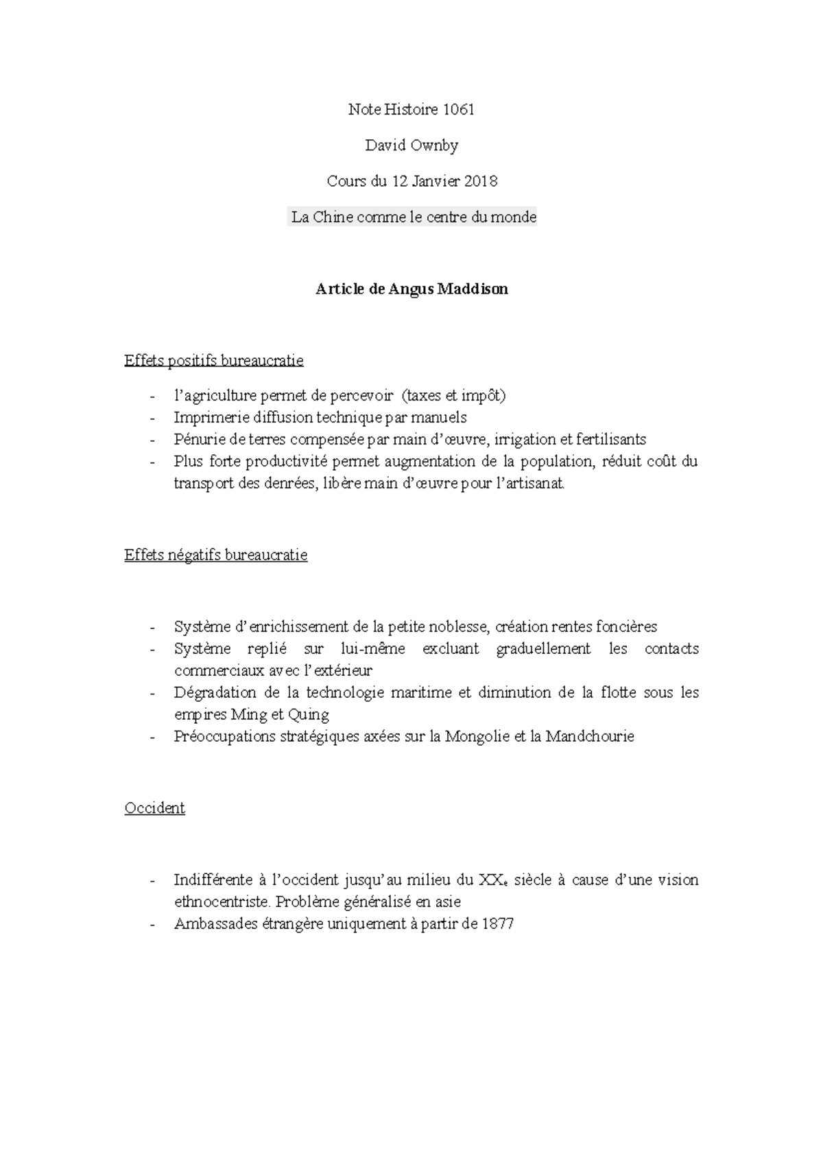 Histoire de la Chine depuis le 16e siècle Notes - Note Histoire 1061 ...