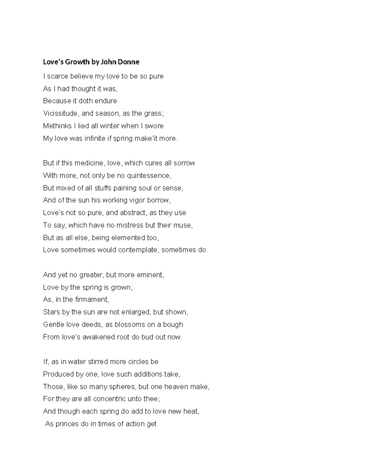 DISCUSSING POEM BY John Donne: Love’s Growth - Love’s Growth by John ...