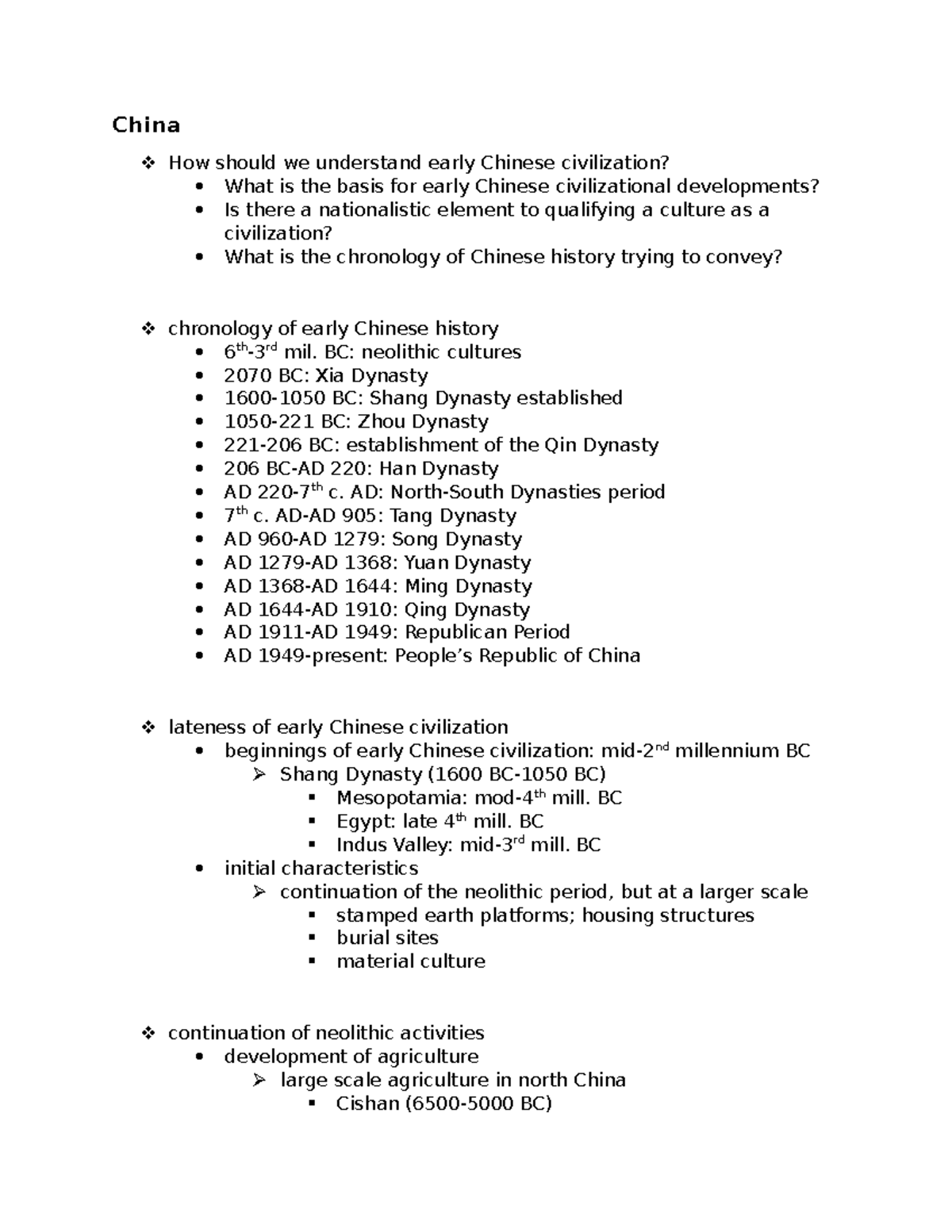 World History Chapter 6 - China How should we understand early Chinese ...