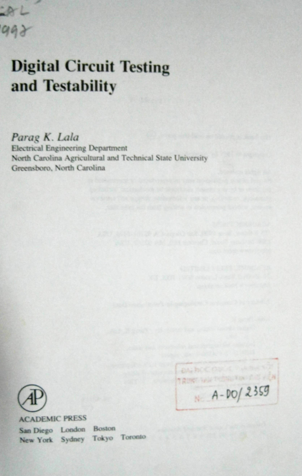 Non volatile memeory - Digital Circuit Testing and Testability Parag K ...