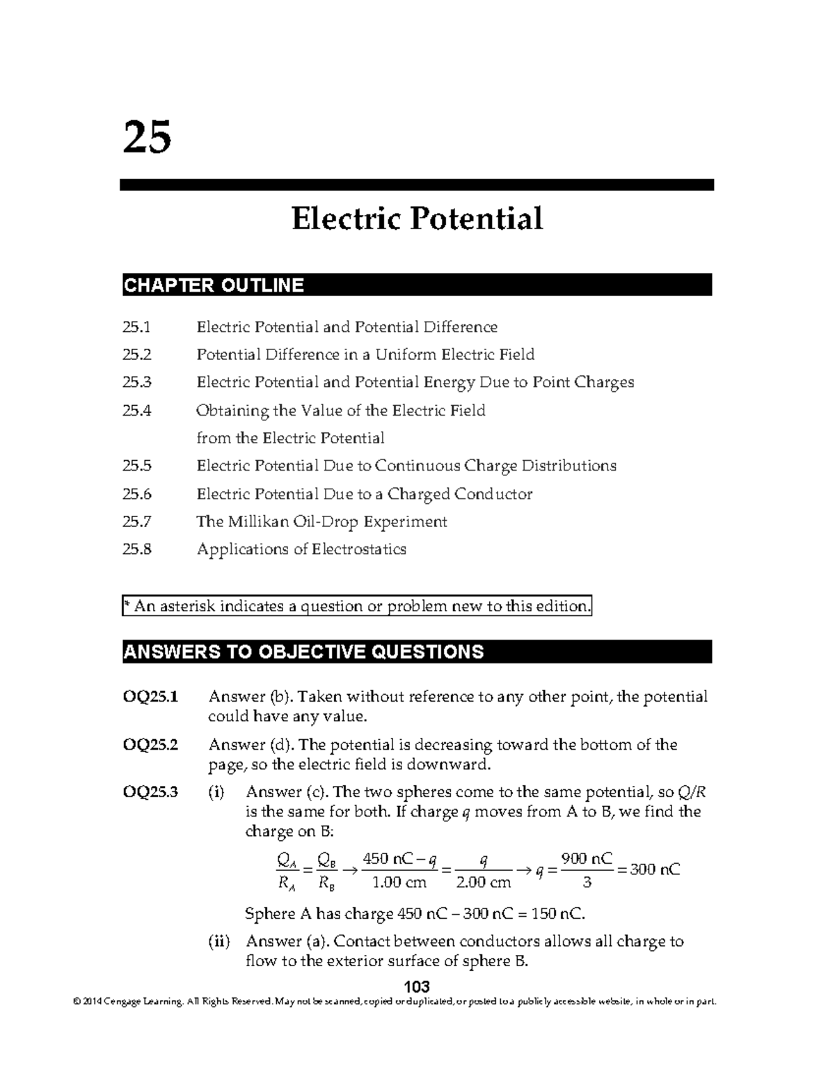 Chapter 25 - good - 103 25 Electric Potential CHAPTER OUTLINE 25 ...