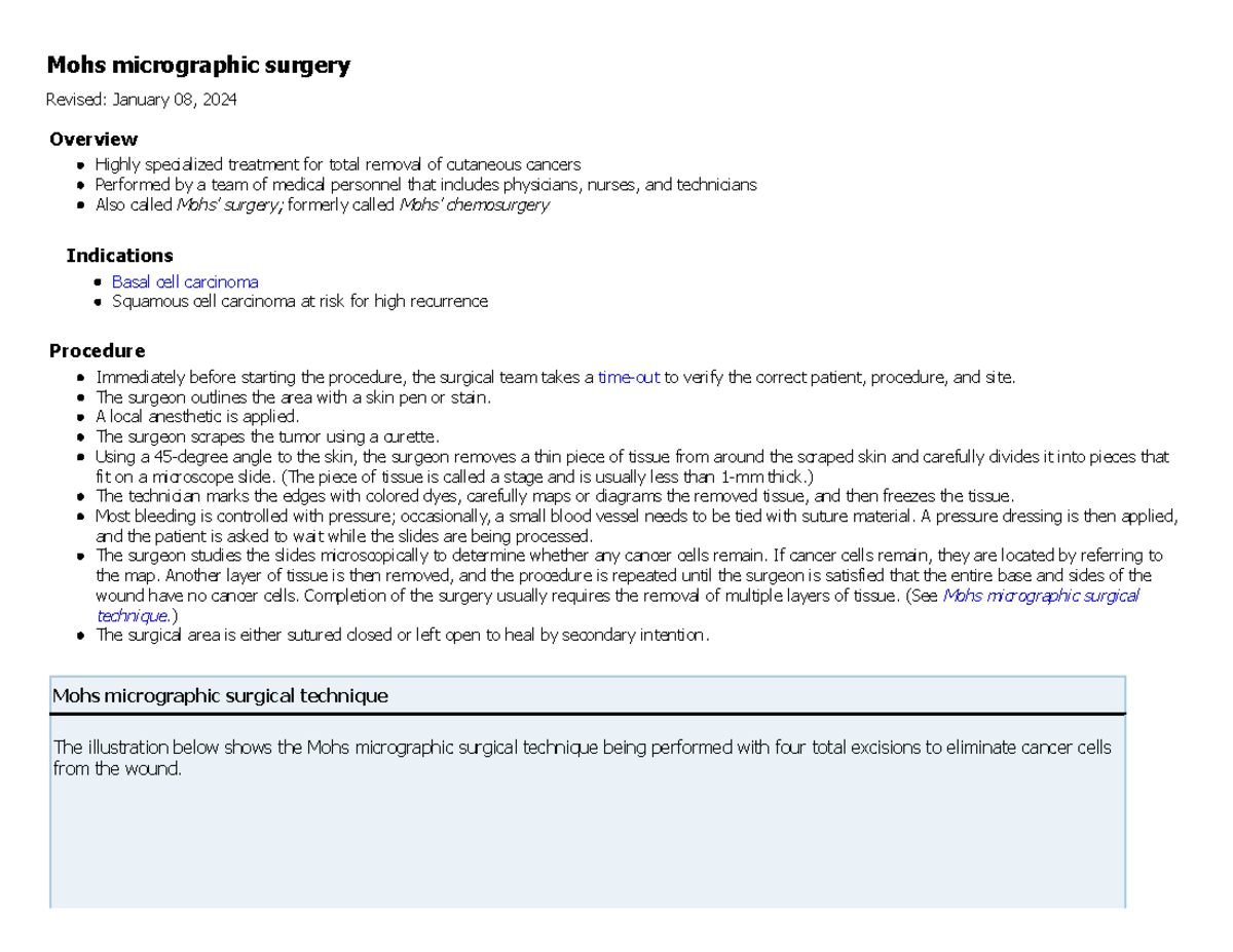 © 2024 Lippincott Advisor - Treatments Mohs micrographic surgery - Mohs ...