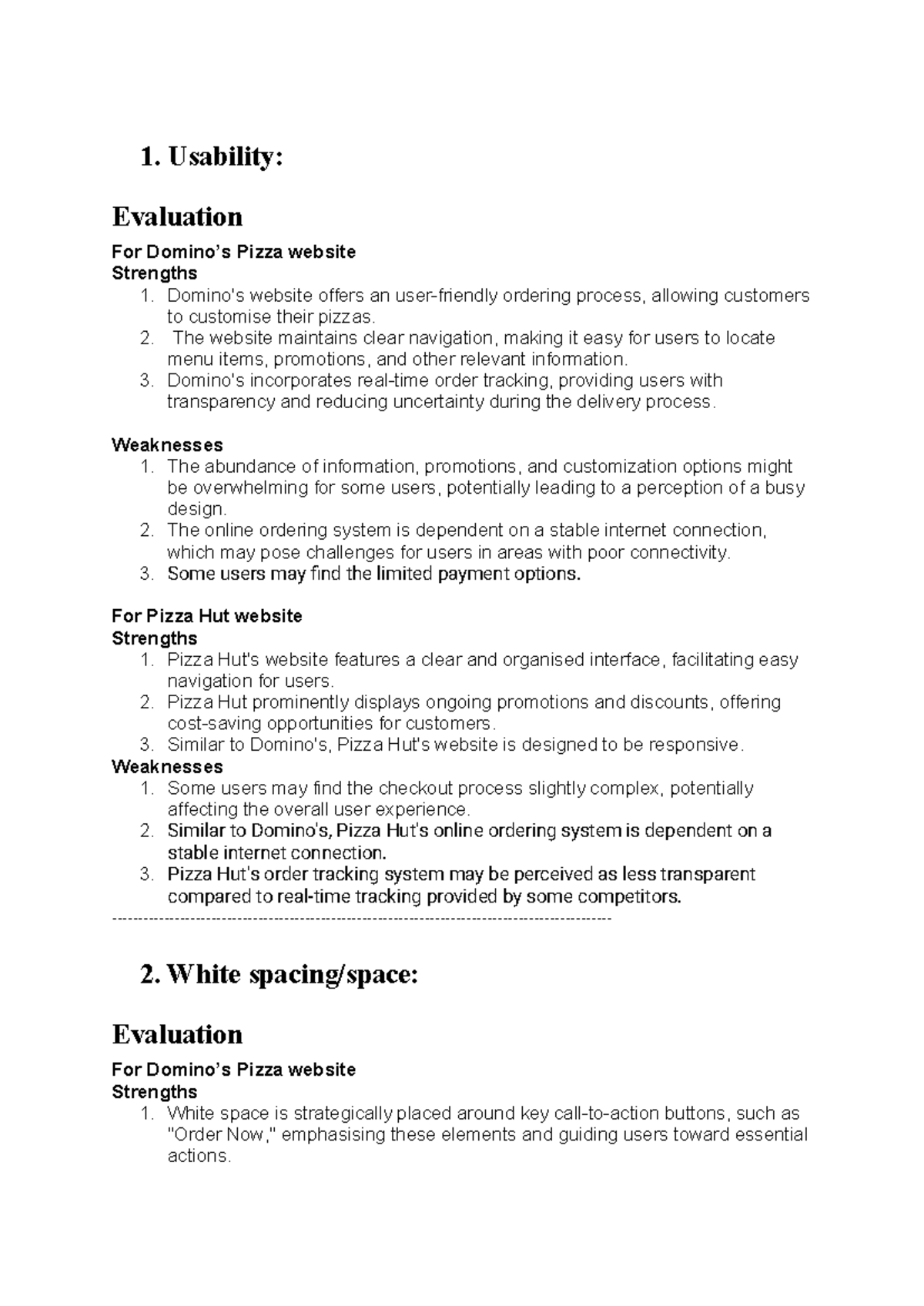 Usability - complete - 1. Usability: Evaluation For Domino’s Pizza ...