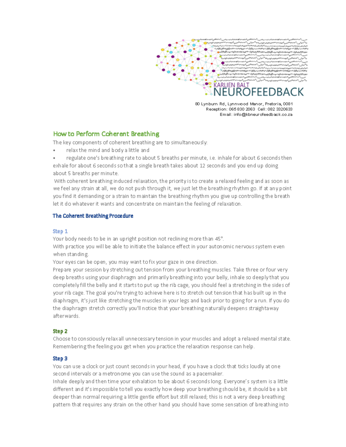 HRV Coherence breathng instructions - 80 Lynburn Rd, Lynnwood Manor ...