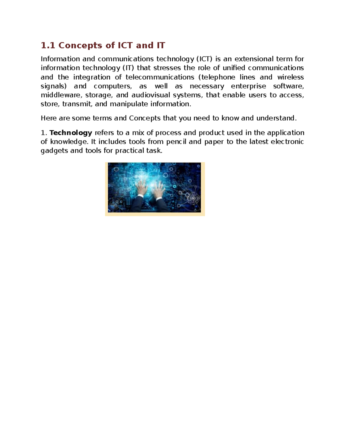 Reports Group 1 and 2 - SIR JR - 1 Concepts of ICT and IT Information ...