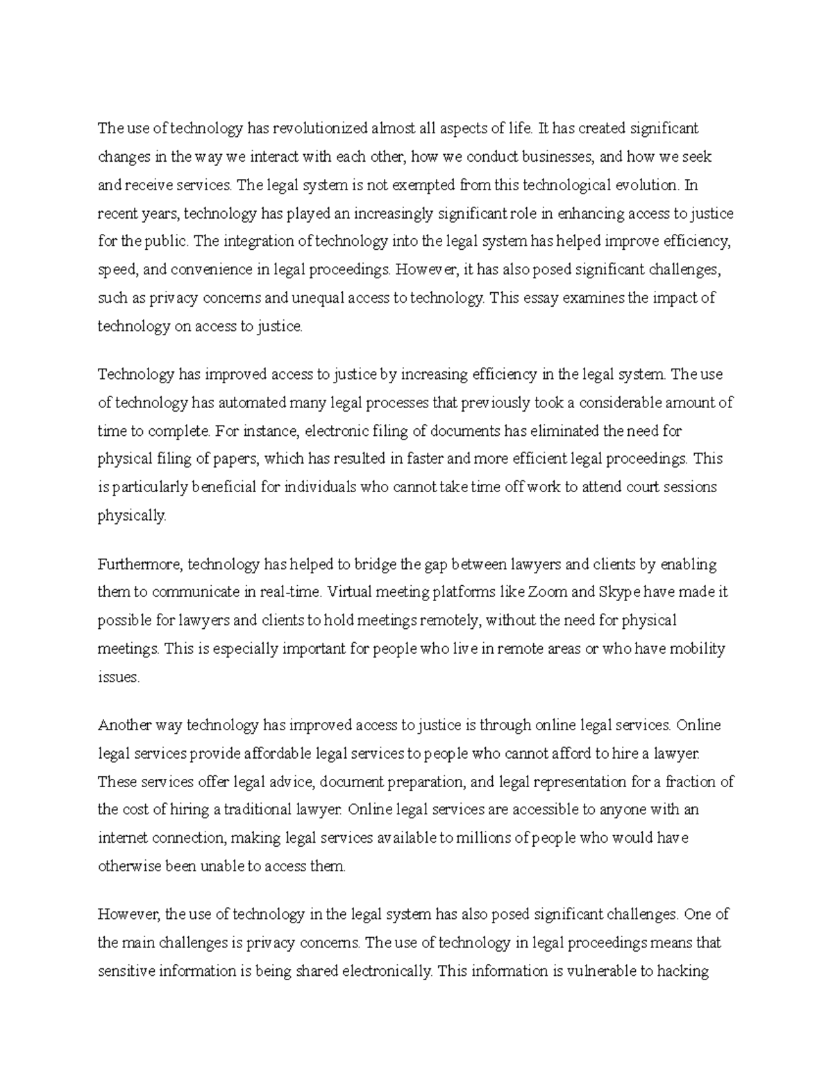 Title The Impact of Technology on Access to Justice - The use of ...