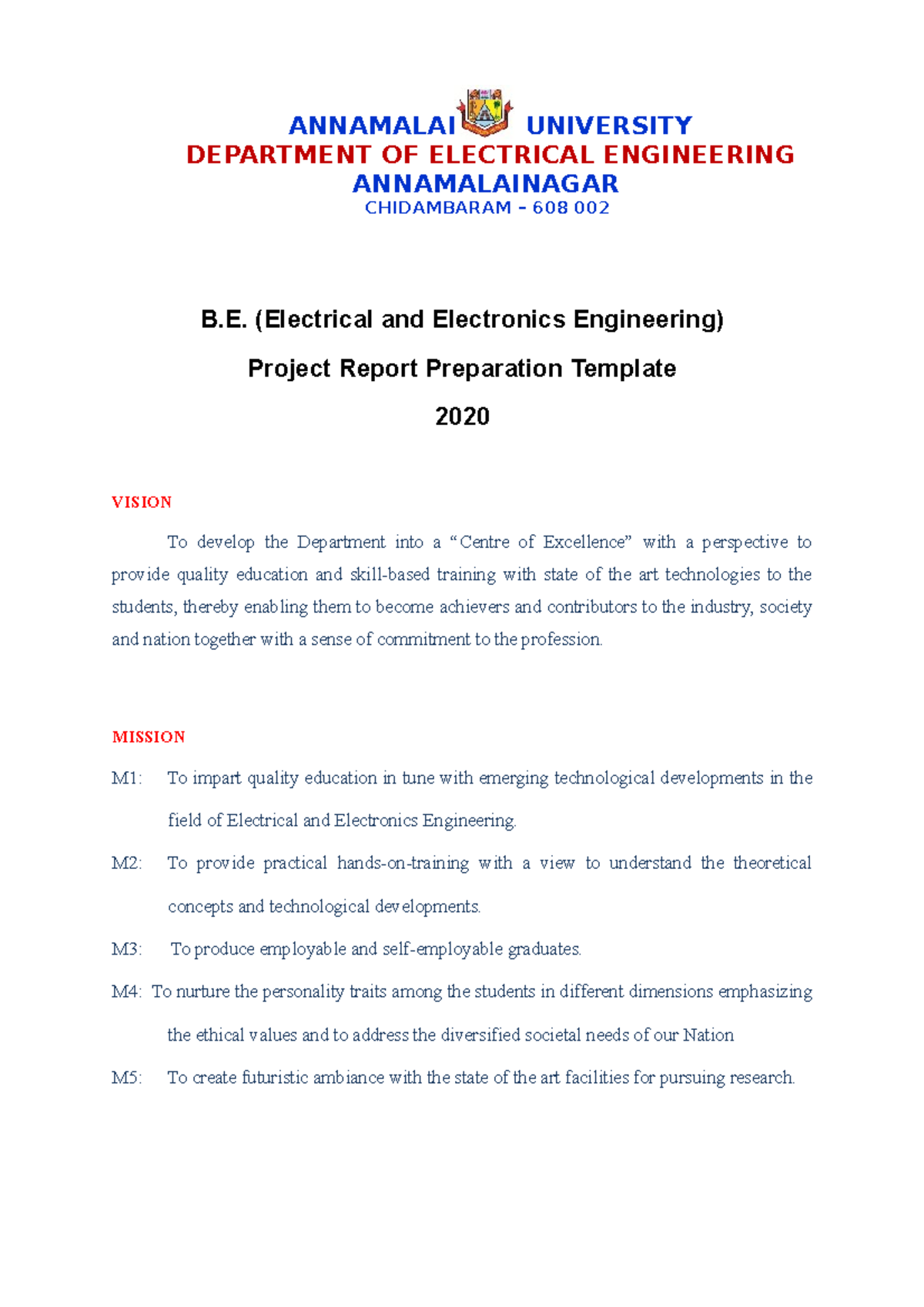 B.E. (EEE) Project Report Preparation Template-Rev - ANNAMALAI ...