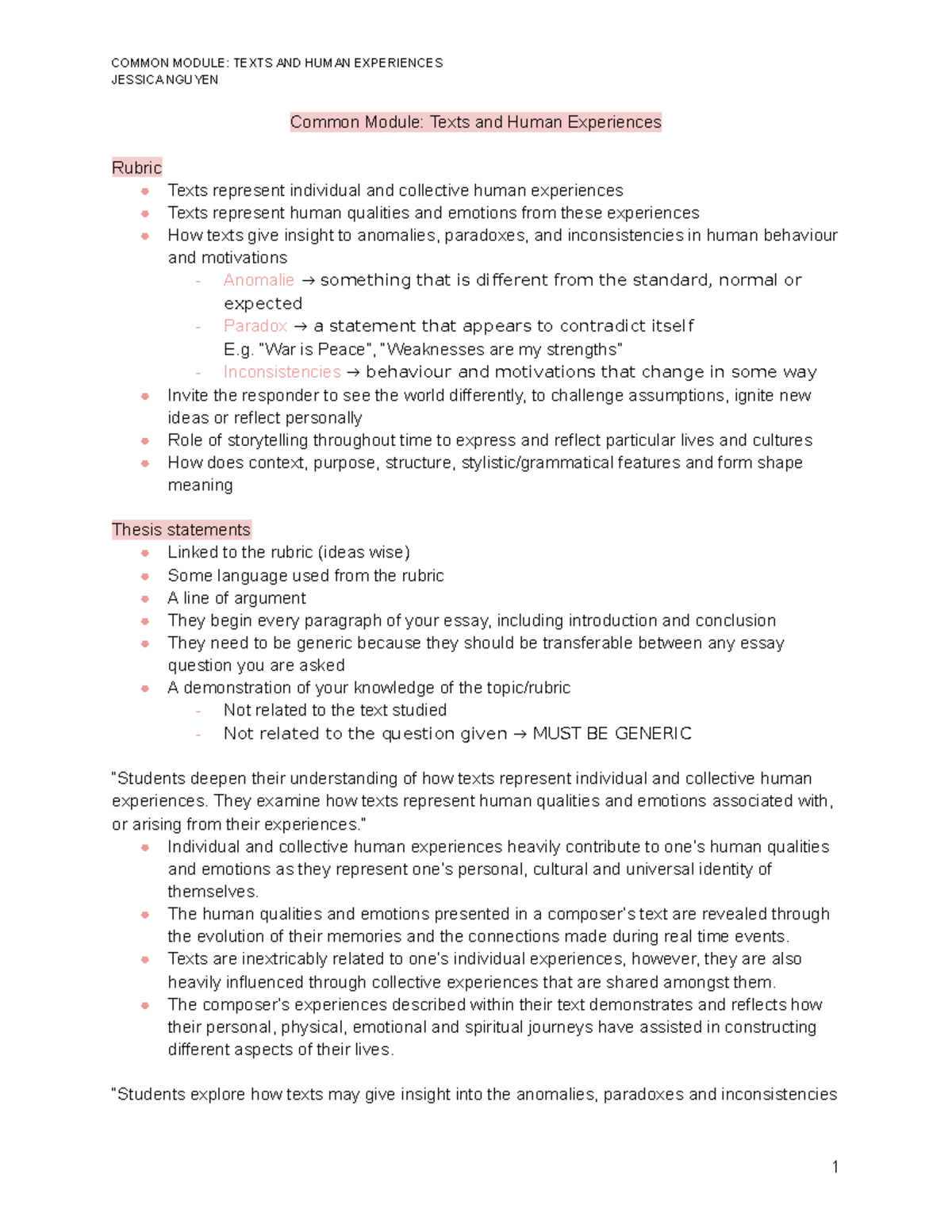 Tim Winton Tbbtc Notes - JESSICA NGUYEN Common Module: Texts and Human ...