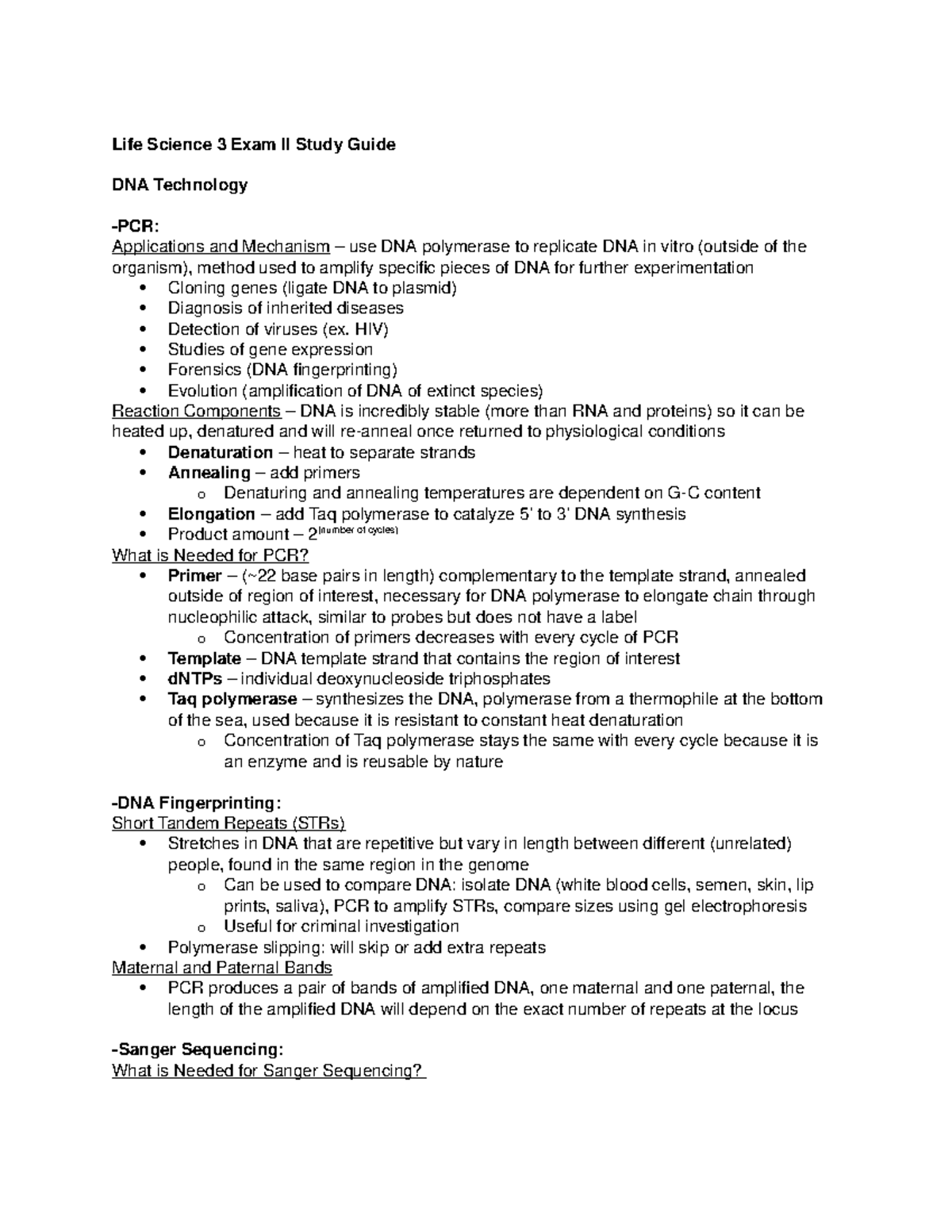 Life Science 3 Midterm 2 Study Guide - Life Science 3 Exam II Study ...