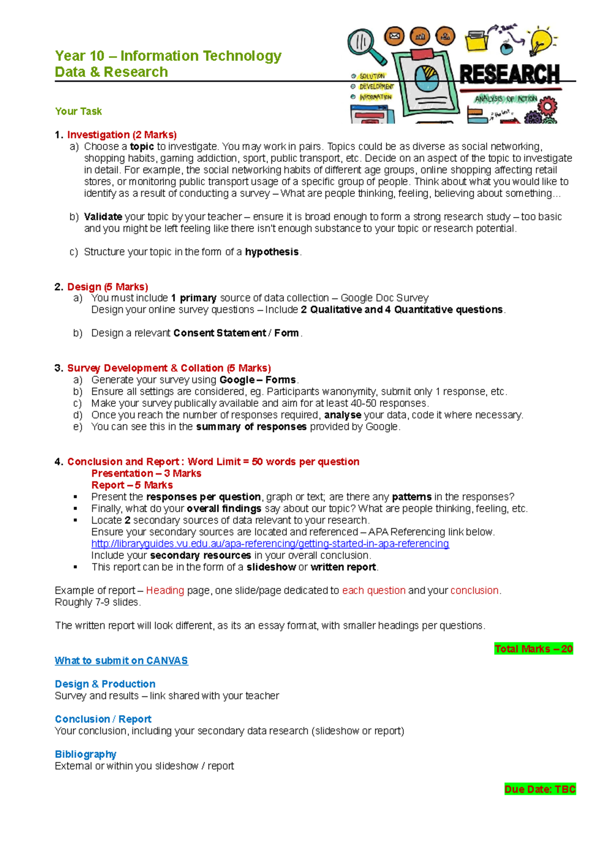 Data and Research Assign-1 - Year 10 – Information Technology Data ...