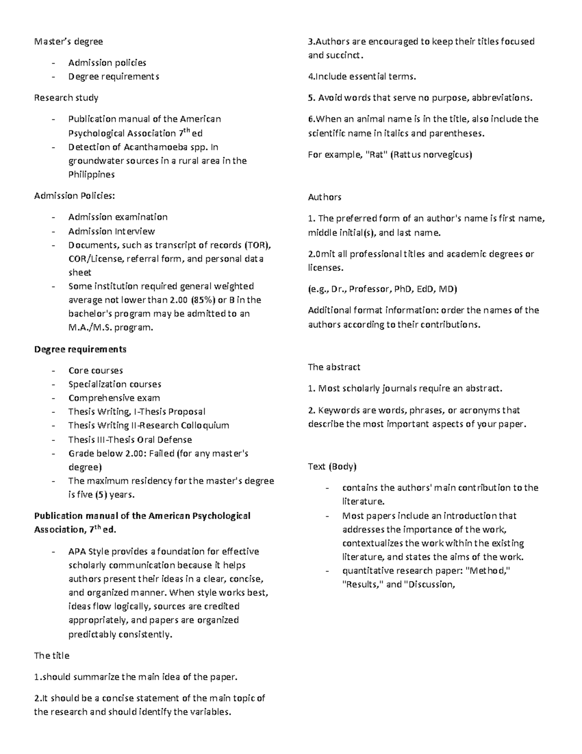 1st seminar reviewer - Master’s degree - Admission policies - Degree ...
