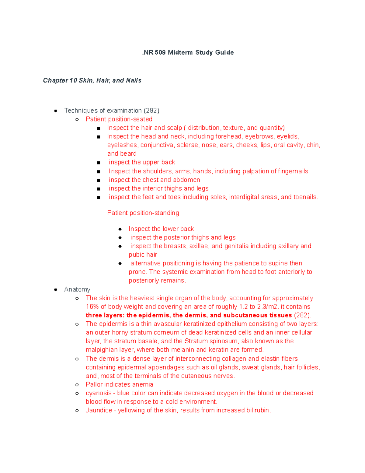 NR 509 Midterm ch 10 - REVIEW - .NR 509 Midterm Study Guide Chapter 10 Skin, Hair, and Nails ...