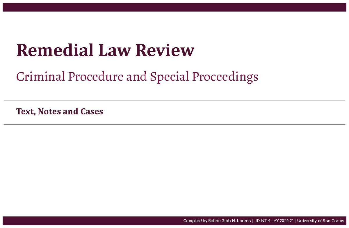 07 REM Criminal Procedure and Special Proceedings TEXT, Notes and Cases ...