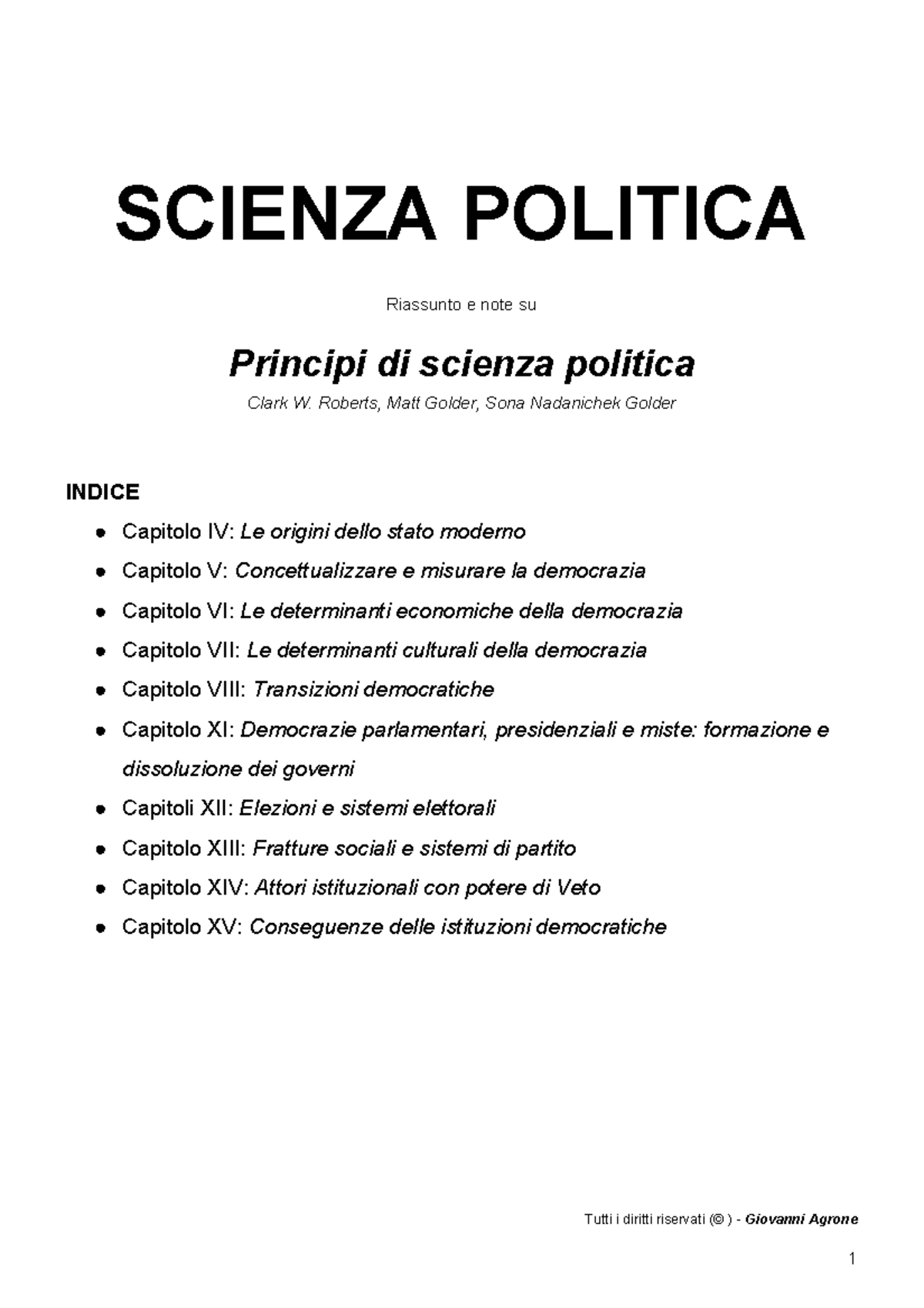 Principi di scienza politica clark w roberts matt golder sona ...