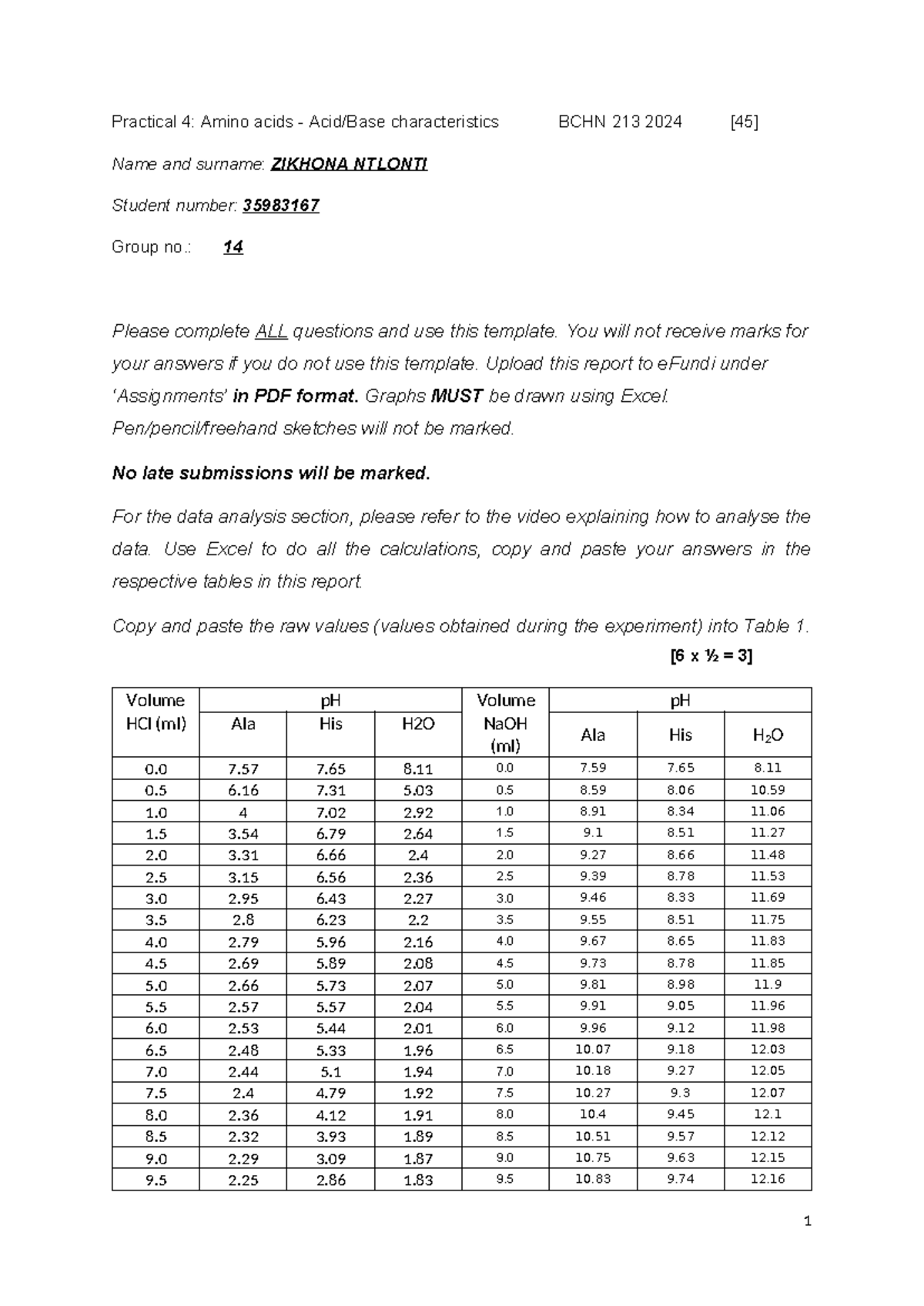 ACID Titration BCHN213 - Practical 4: Amino acids - Acid/Base ...