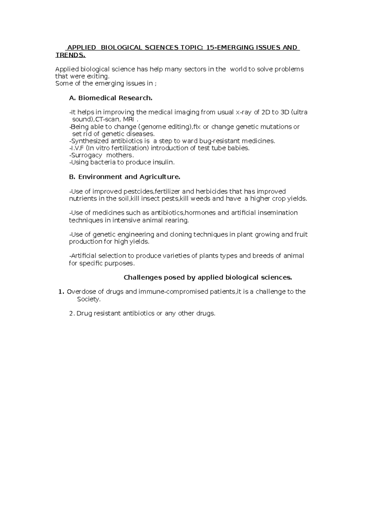 Applied Biological Sciences Topic 15 - APPLIED BIOLOGICAL SCIENCES ...
