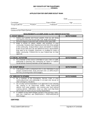 Explorer Worksheet - BSP - Explorer Scout Rank Worksheet For a period ...