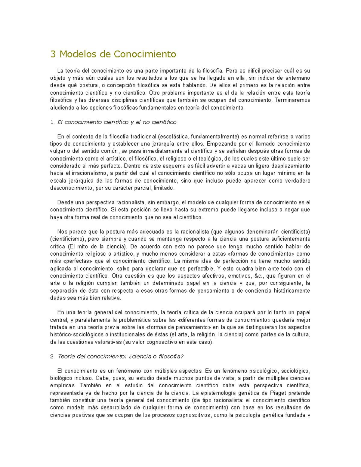 3 Modelos de Conocimiento - Pero es difícil precisar cuál es su objeto y más aún cuáles son los ...