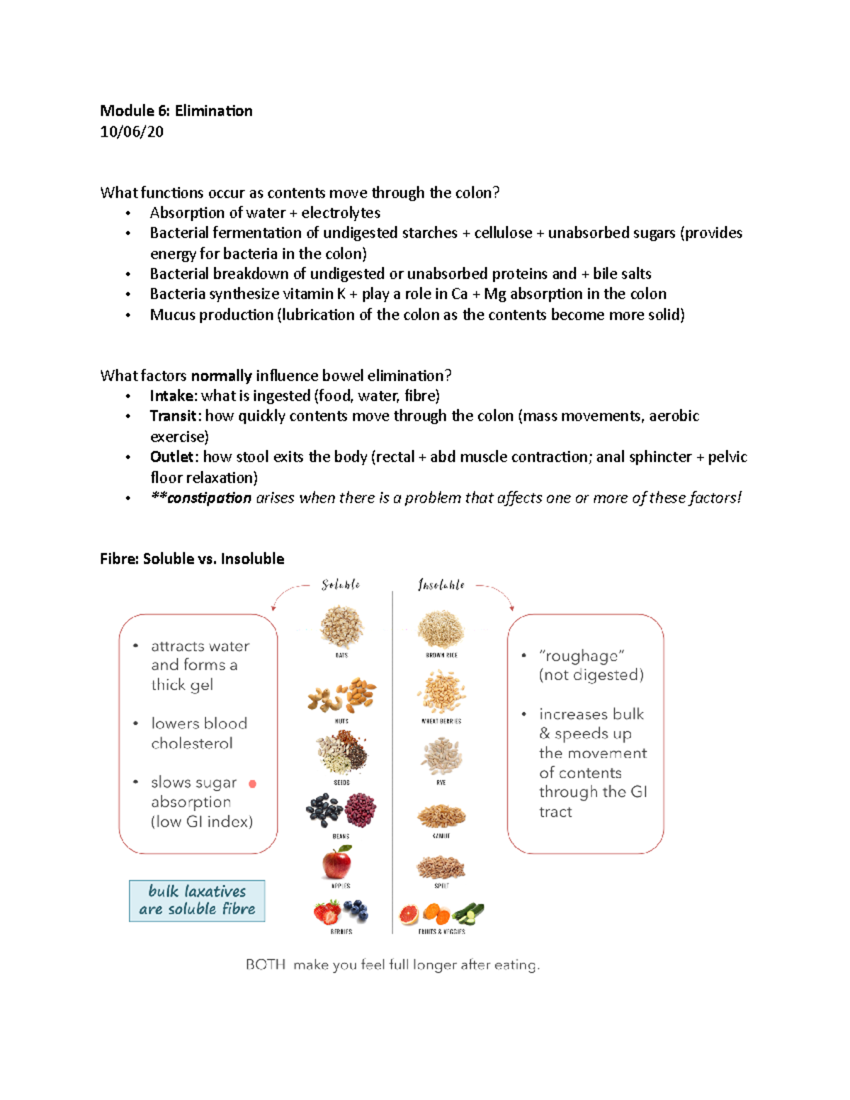 Mod 6 Notes - Module 6: Elimination 10/06/ What functions occur as ...