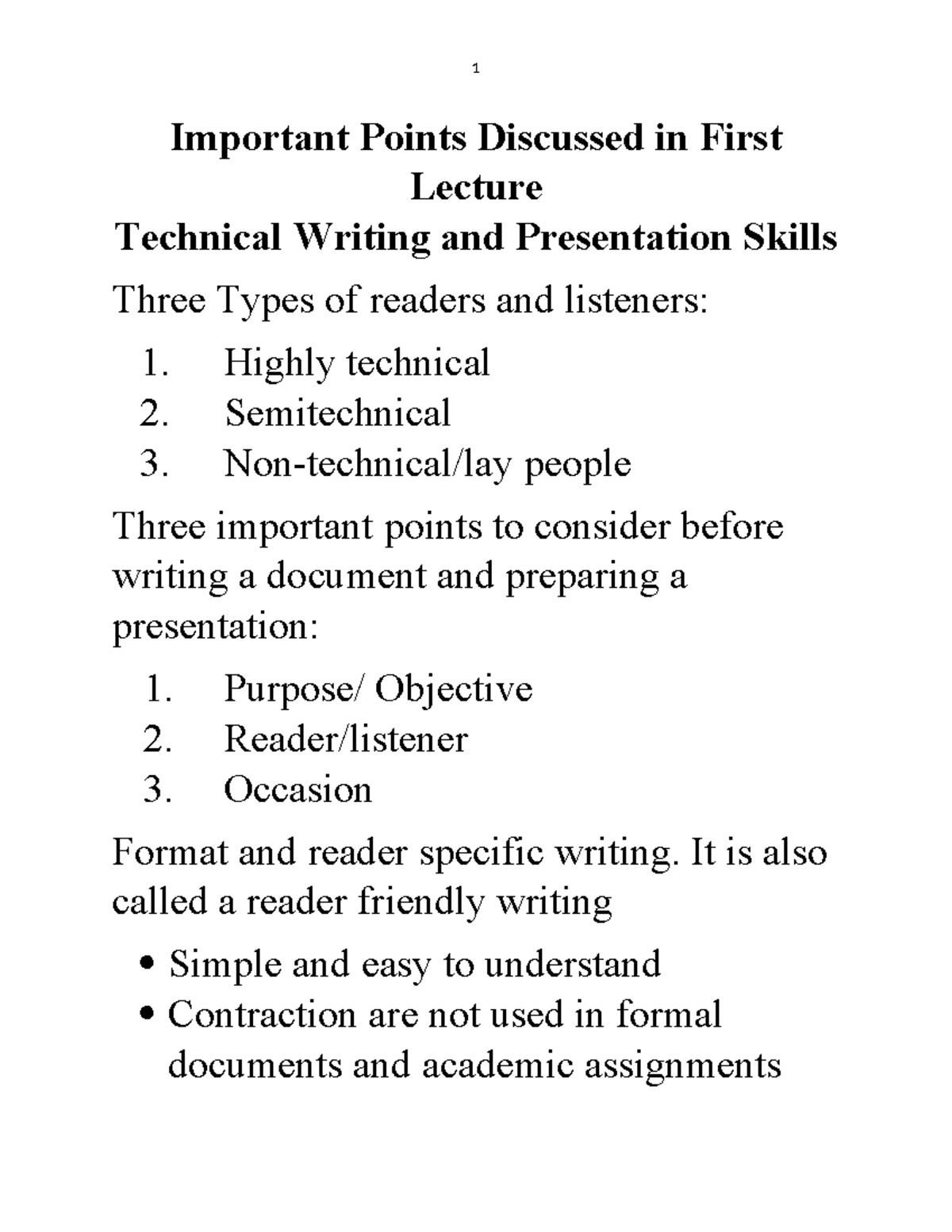Important points Discussed in first lecture Updated - Important Points ...