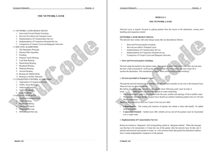 Vtucode - dsfsf - THE NETWORK LAYER 3 NETWORK LAYER DESIGN ISSUES Store-and-Forward Packet ...