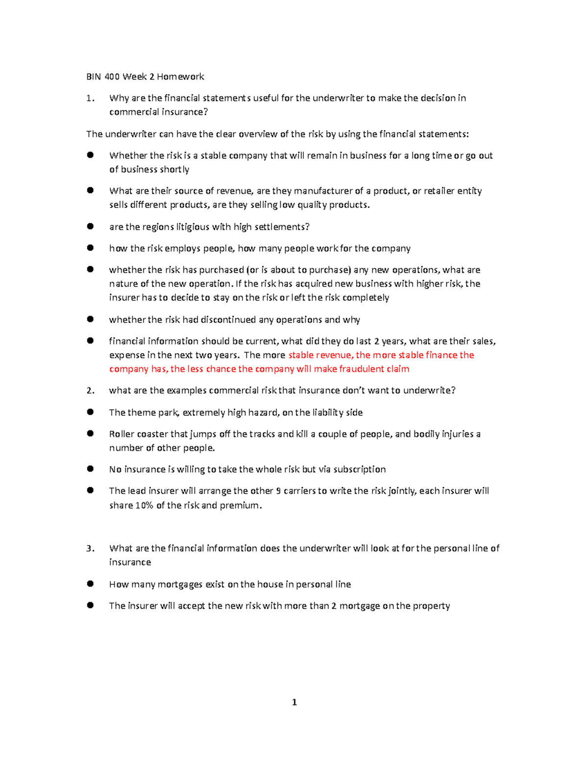 BIN 400 Week 2 Homework - week 2 material - BIN 400 Week 2 Homework 1 ...