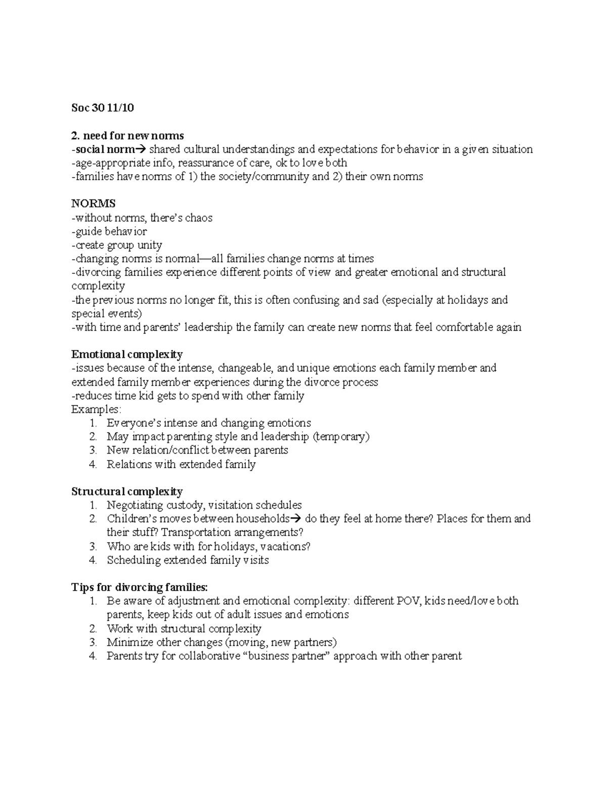 Soc 30 11:10 - soc 30 notes - Soc 30 11/ need for new norms social norm ...