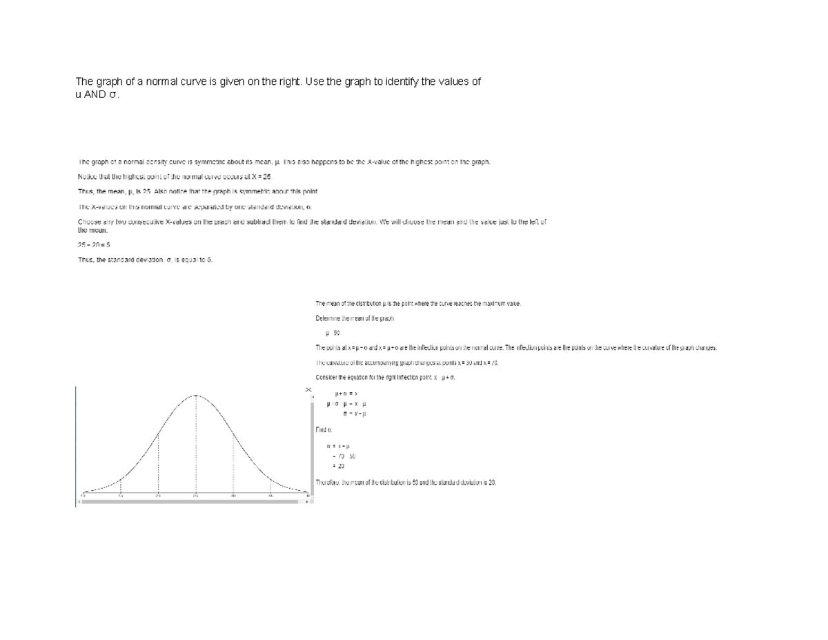 UNIT 3 statistic homework and exam - The graph of a normal curve is ...