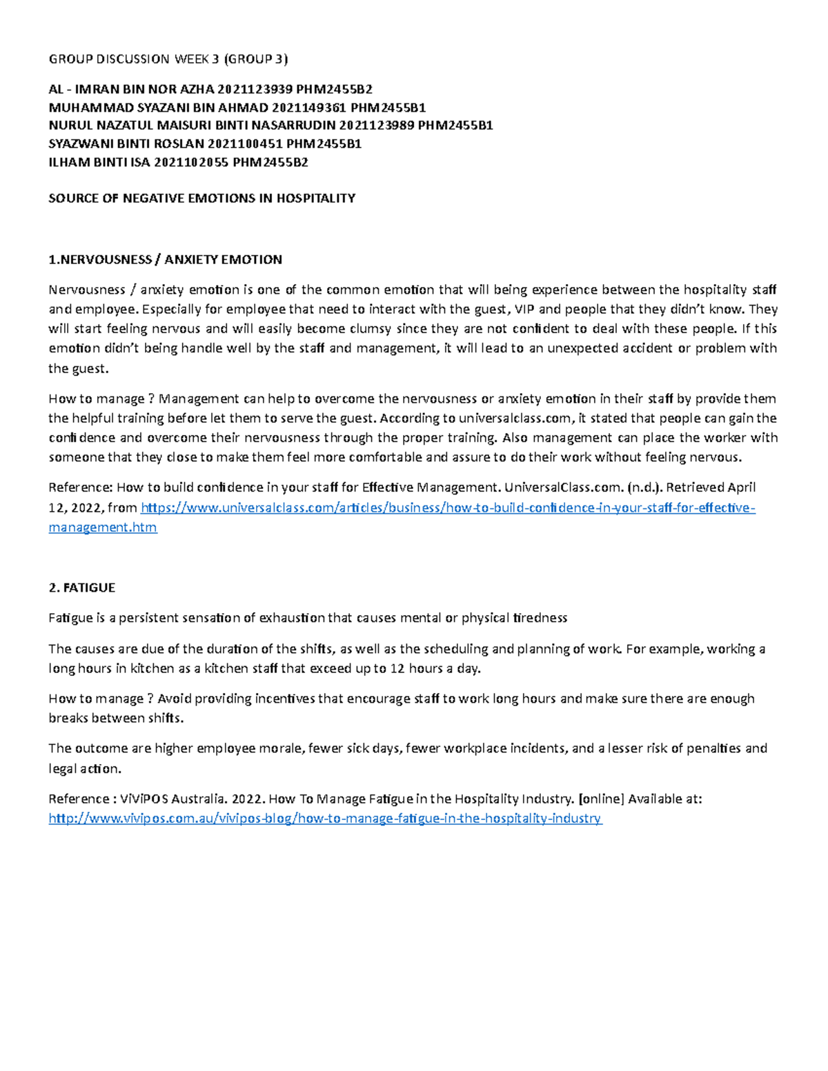 Group Discussion WEEK 3 - GROUP DISCUSSION WEEK 3 (GROUP 3) AL - IMRAN ...