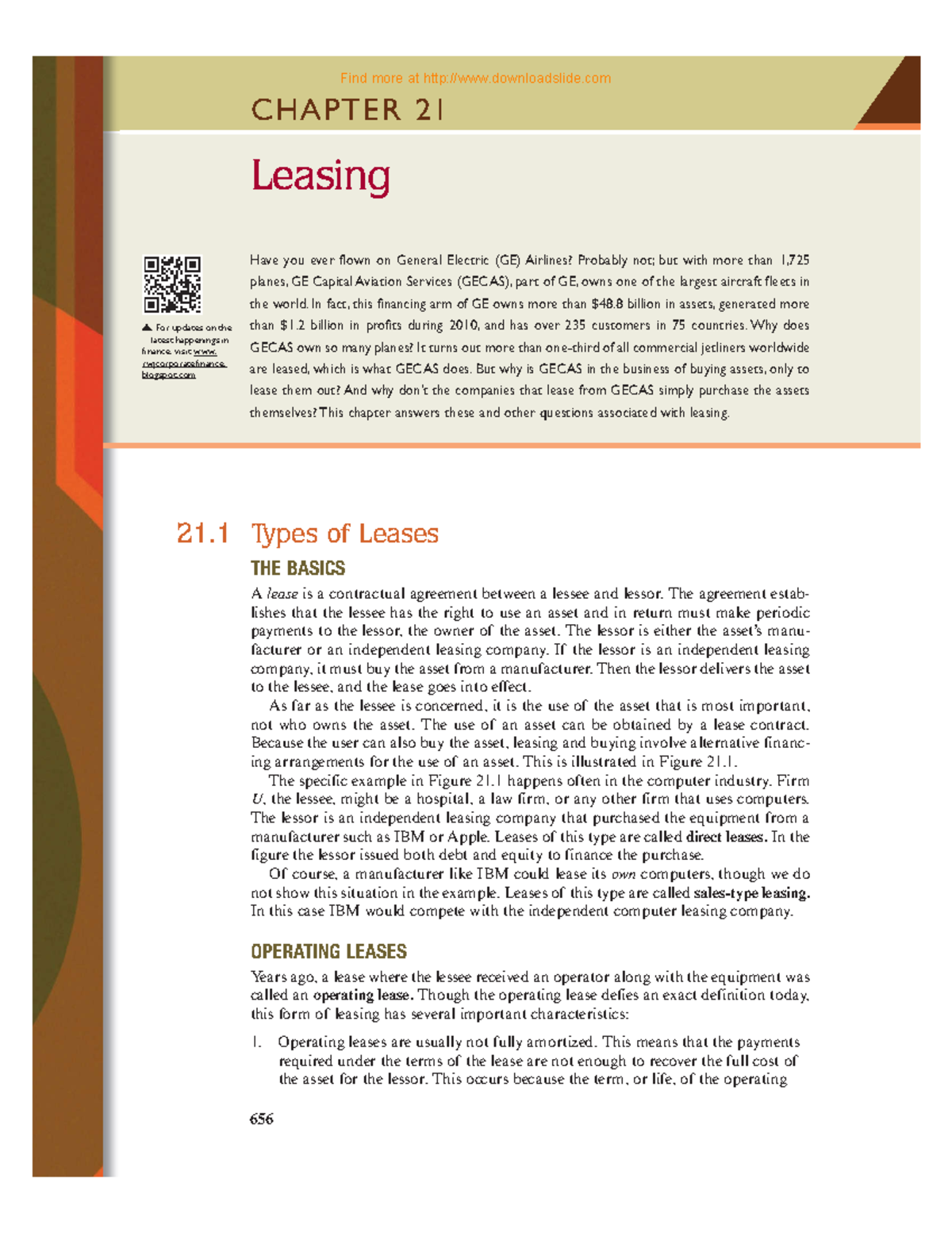 Tai chinh doanh nghiep giao trinh chap 21 - ####### 656 CHAPTER 21 Leasing Have you ever flown ...