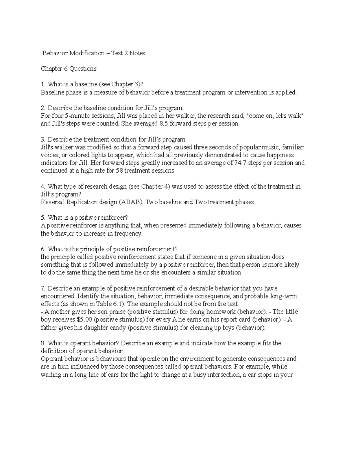 Test 2 beh. mod - Detailed study guide - Behavior Modification – Test 2 ...