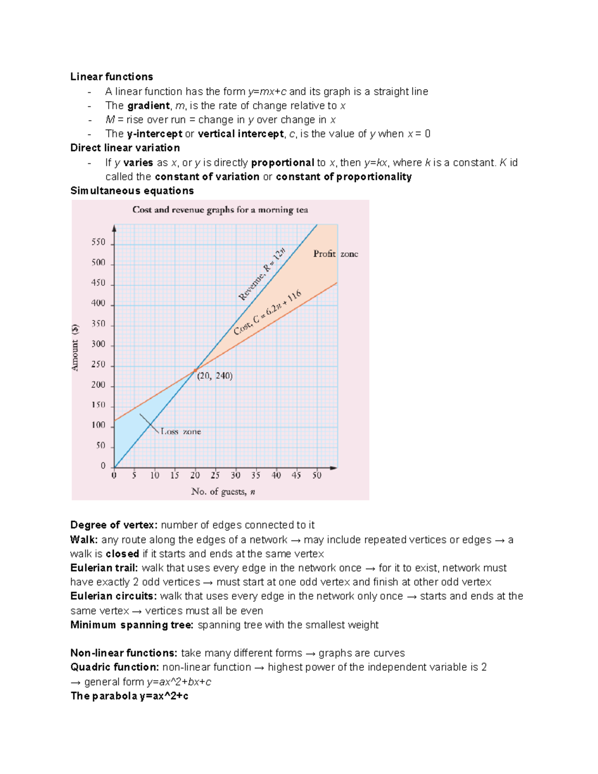 Math task 3 notes - Linear functions - A linear function has the form y ...