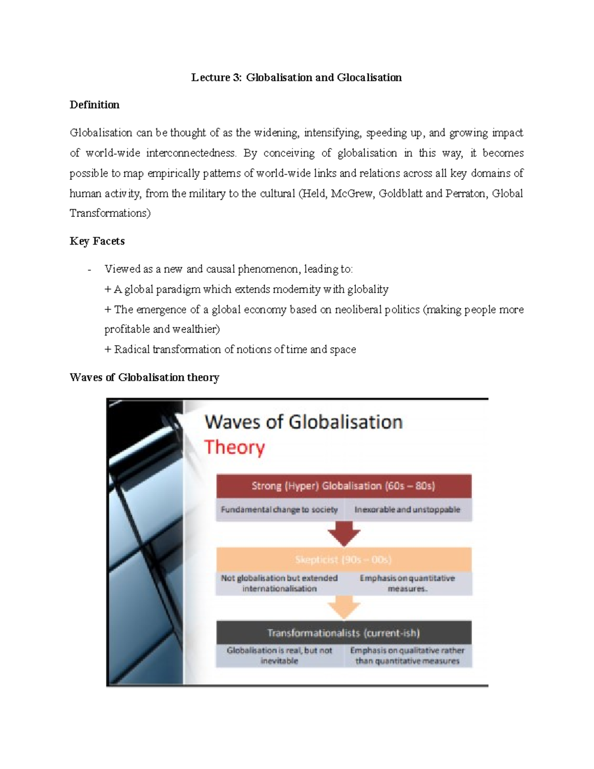 Lecture 3 Globalisation and Glocalisation - Lecture 3: Globalisation ...