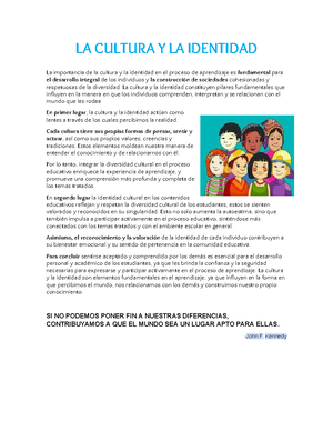 LA Importancia DE LA Cultura Y LA Identidad EN EL Aprendizaje - LA ...