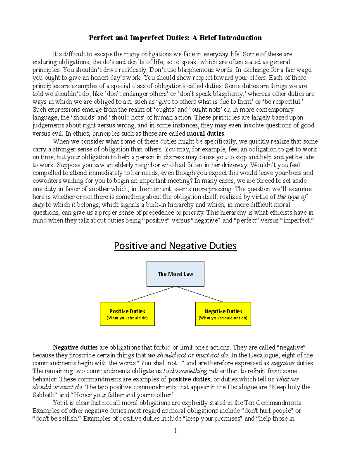 Perfect and Imperfect Duties - GENE 100 - Regent - Studocu