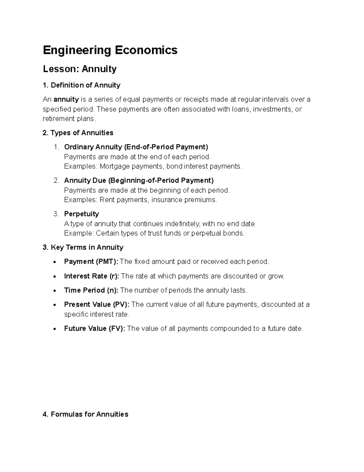 Engineering Economics Annuity Lecture - Engineering Economics Lesson ...