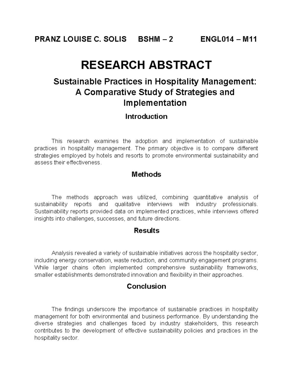 RESEARCH ABSTRACT - PRANZ LOUISE C. SOLIS BSHM – 2 ENGL014 – M RESEARCH ...