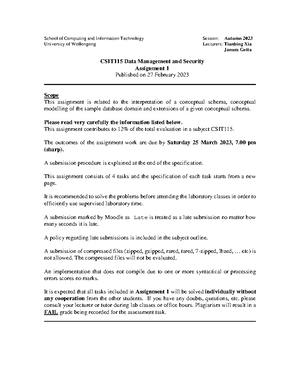 CSIT115 - UOW - Data management & Security - Studocu