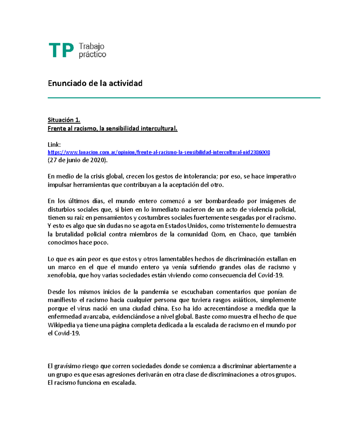 TP2 - Enunciado de la actividad - Warning: TT: undefined function: 32 Enunciado de la actividad ...