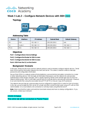 Week 6 Lab.1 Identifying IPv6 Addresses - Week 6 Lab – Identifying IPv6 Addresses Topology - Studocu