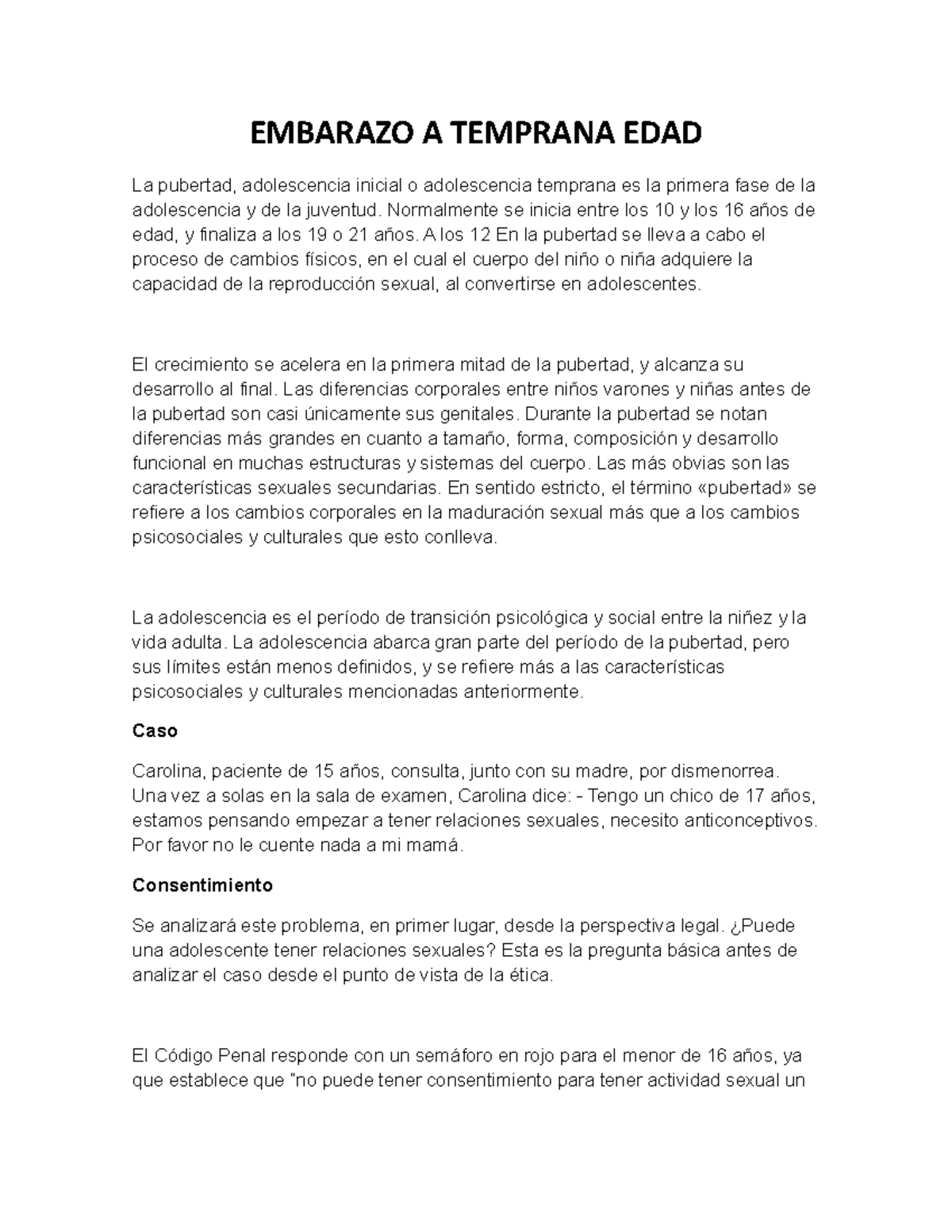 Embarazo A Temprana EDAD - EMBARAZO A TEMPRANA EDAD La pubertad ...