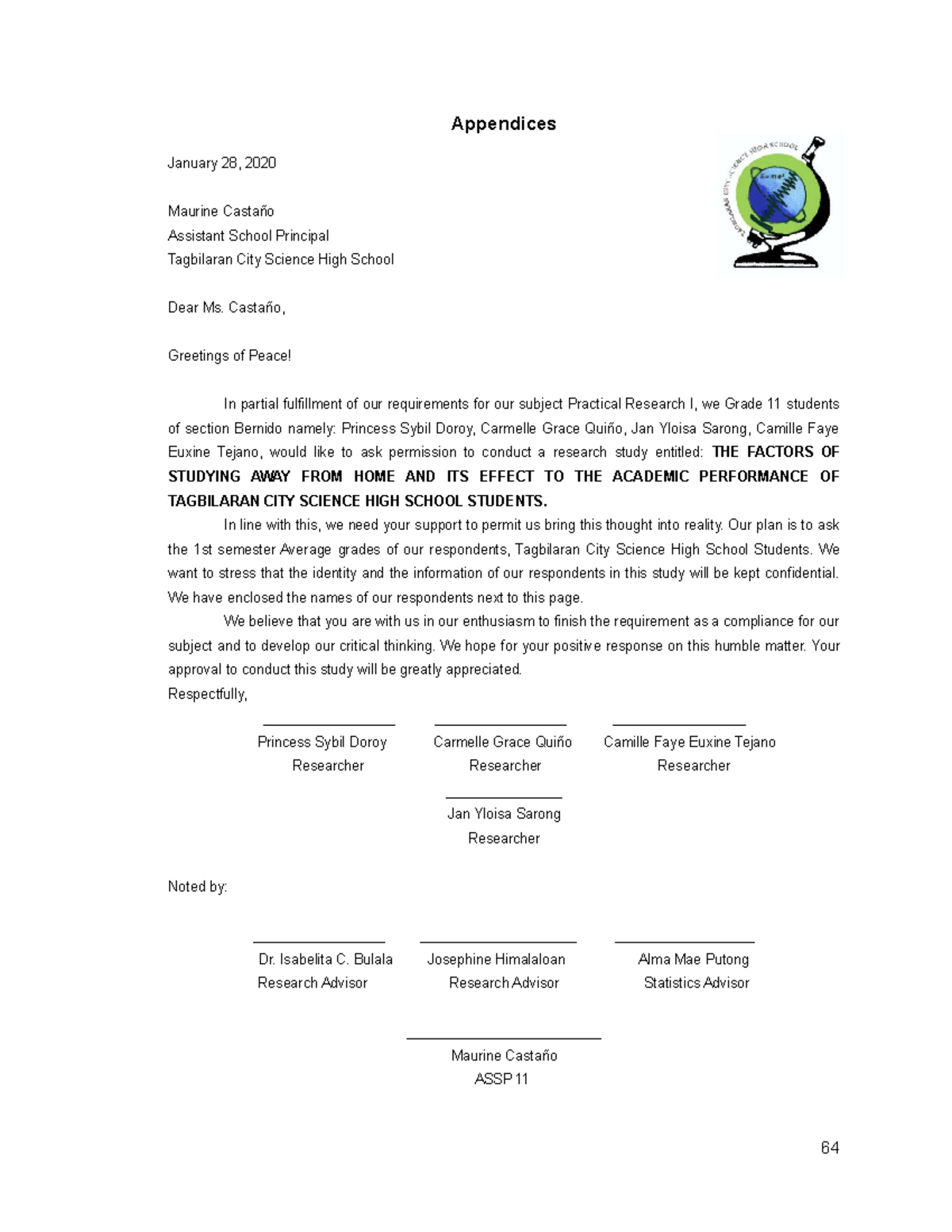 Appendices TO Bottom PART - Appendices January 28, 2020 Maurine Castaño ...