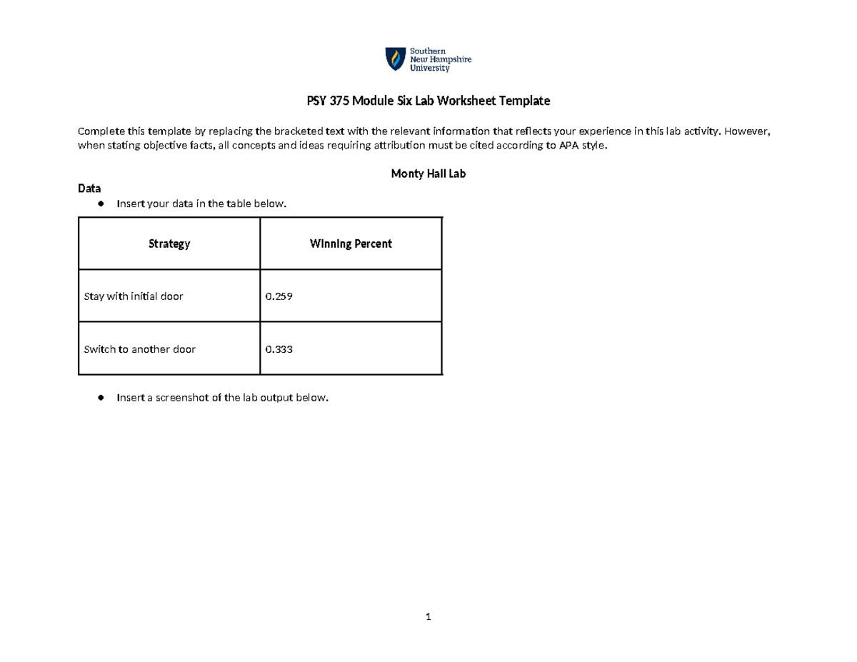 Module Six Lab Worksheet - However, when stating objective facts, all ...