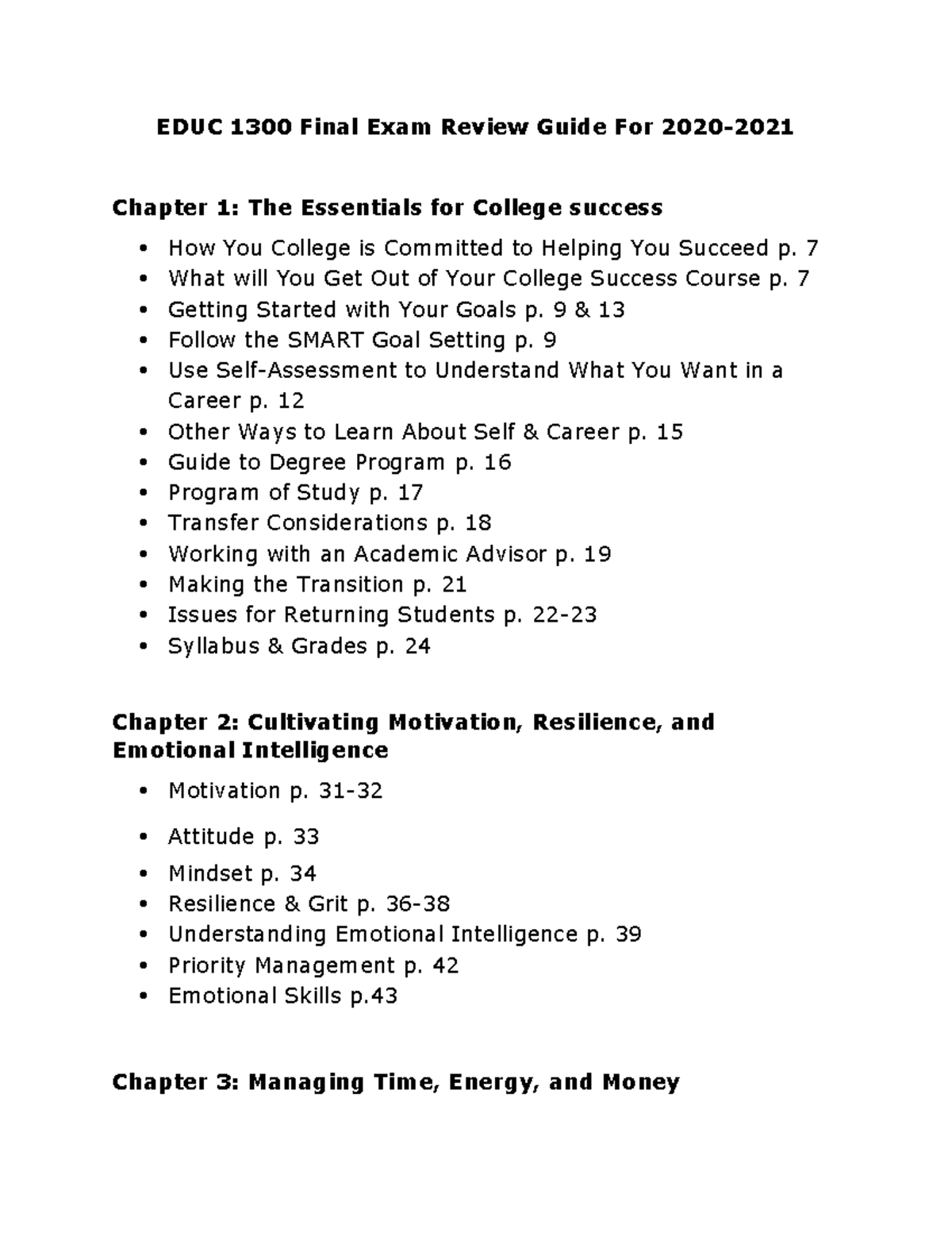Final Exam Review Guide For 2020 21 (1) - Chapter 1: The Essentials for ...