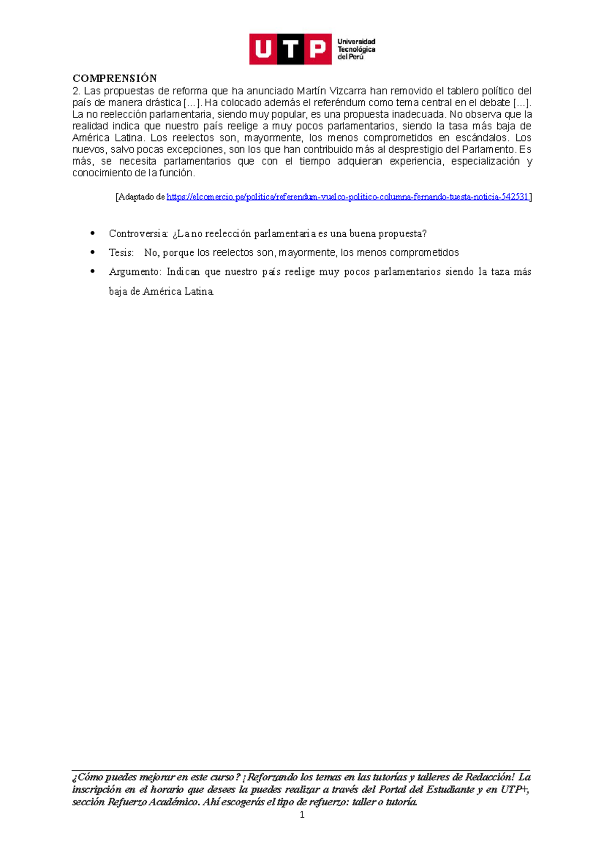 S01-s1-Material. Texto académico y la argumentación 2022 marzo - COMPRENSIÓN Las propuestas de ...