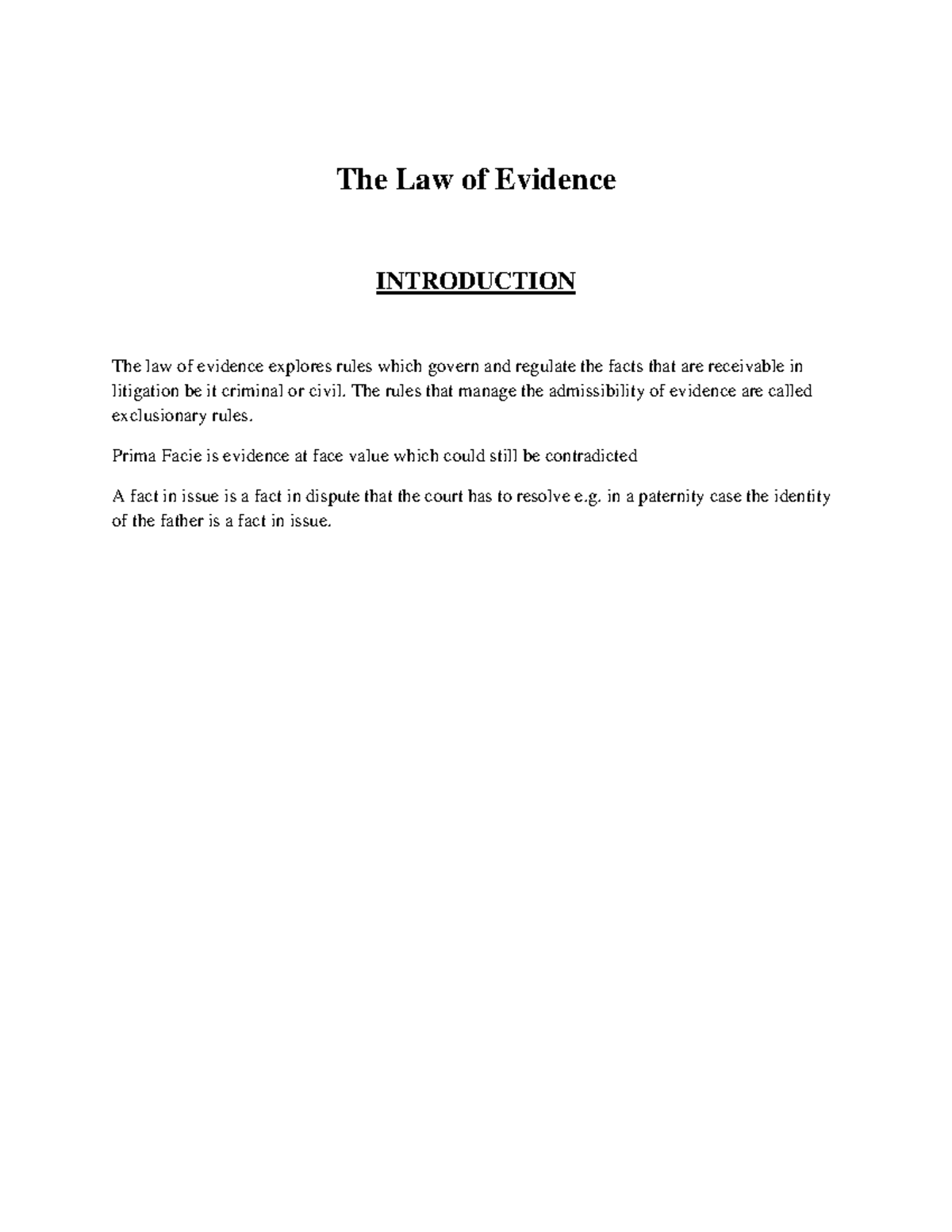 THE LAW OF Evidence - Copy - The Law of Evidence INTRODUCTION The law ...